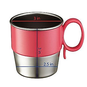 Innobaby Din Din Smart Stainless Steel Cup (9 oz) with Handle for Babies, Toddlers and Kids. BPA Free, Pink , 9.5 Ounce