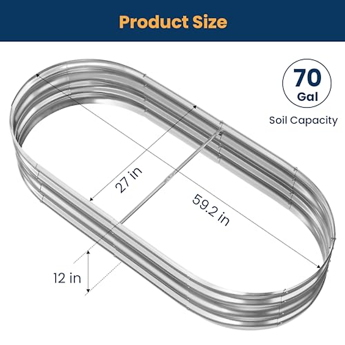 ENJOYBASICS Raised Garden Bed Kit, Galvanized Raised Planter 5x2.25x1 ft Box Outdoor for Vegetables, Large Bottomless Metal Raised Bed for Gardening, Herb, Growing Fruits, Flower
