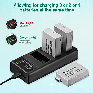 FirstPower LP-E8 Battery 3-Pack and Triple Slot Charger Compatible with Canon EOS Rebel T2i, T3i, T4i, T5i, 550D, 600D, 650D, 700D, Kiss X4, Kiss X5, Kiss X6 Digital Cameras