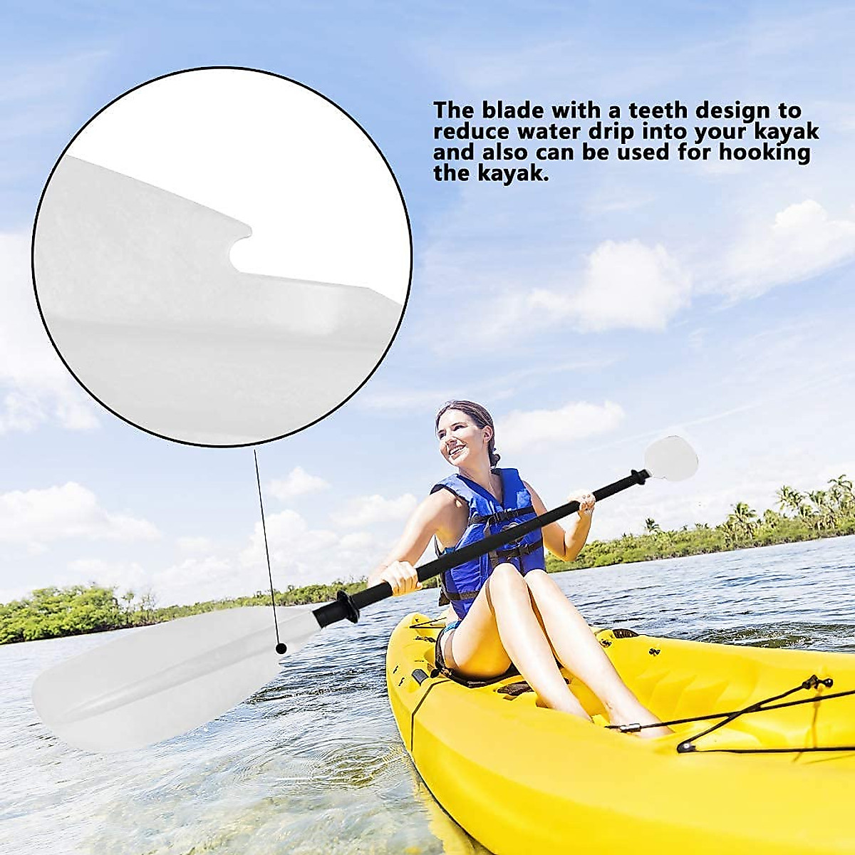 WOOWAVE Kayak Paddles Adjustable 91.3 inch/231cm Aluminum Shaft and Reinforced Fiberglass Blades,Lightweight Kayak Paddle for Kayaking Boating Oar with a Premium Paddle Leash (White)