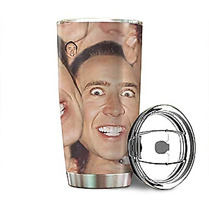 Nicolas Cage Face Collage Design Stainless Steel Tumbler 20oz & 30oz Travel Mug