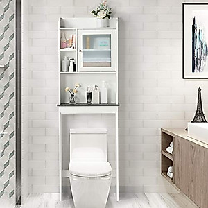 Yaheetech Over The Toilet Cabinet, Space-Saving Bathroom Cabinet w/Adjustable Shelves, 7.4in D x 23.2in W x 68.9in H