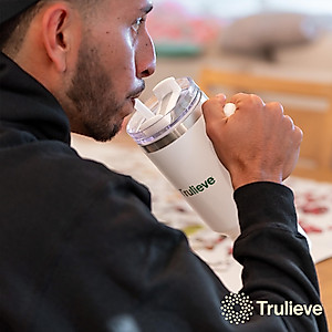 TRULIEVE 40oz Insulated Tumbler with Handle and Straw – Stainless Steel Travel Coffee Mug, Double-Wall Vacuum Cup for Hot & Cold Drinks, Spill-Resistant Lid, Large Capacity for Work, Gym & Commute