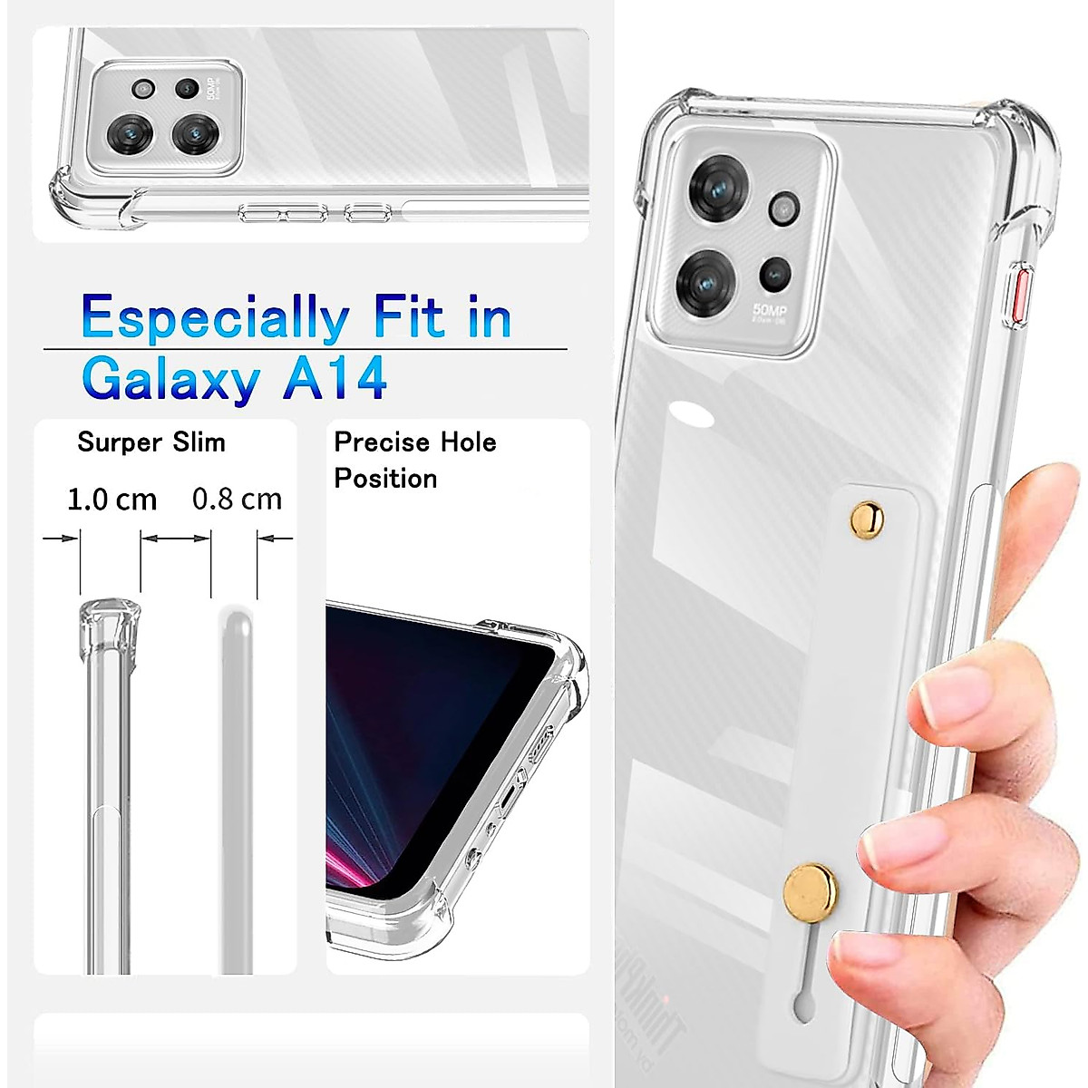 ZHIYIWU Designed for Moto ThinkPhone 5G Phone Case with Wristband Kickstand Ring Stand Clear Holder Kickstand Slim Transparent Soft Silicone TPU Shockproof Anti-Scratch Protective Cover - Clear