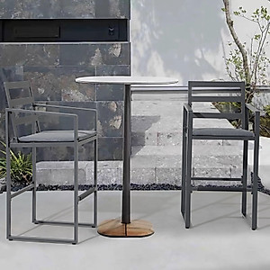 JARDINA Outdoor Bar Stools Set of 2, 31" Bar Height Bar Chairs with High Back, Cushion, Armrests, and Footrests, Aluminum Frame Patio Bar Stools for Backyard, Lawn, Pool(Dark Grey)