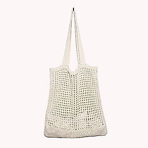 Polyester Fiber Shoulder Handbags Hollow Out Knitted Fashion Women Shopping Shoulder Bags Solid Color Totes Bags