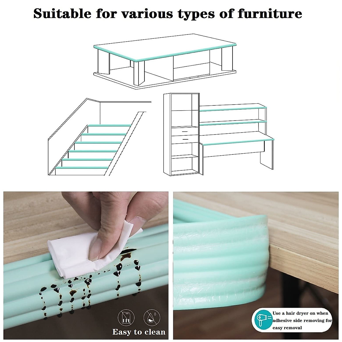 Vakerga Bunk Bed Ladder Pads Ladder Pads, Self-Adhesive Foam Padding Bunk Bed Ladder Cover Traction Treads for Ladder & Stair Edge