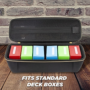 CASEMATIX Card Case Holder for Trading Cards with 5 Removable Dividers, 5 Tab Dividers and Shoulder Strap - 1000 Card Game Case Playing Card Storage for Unsleeved Cards, Sleeved Cards and Deck Boxes