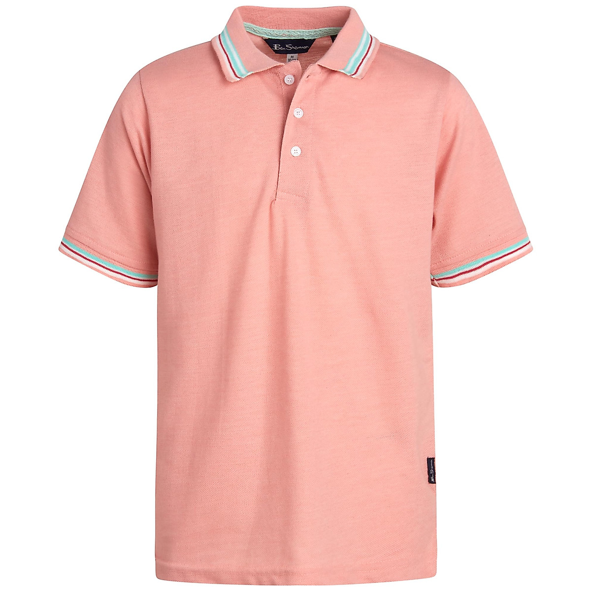 Ben Sherman Boys' Polo Shirt - Classic Fit Short Sleeve Pique Polo - Comfort Stretch Golf Shirt for Boys (8-18), Size 10-12, Pink