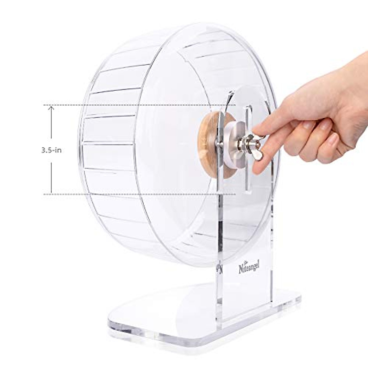 Niteangel Super-Silent Hamster Exercise Wheels - Quiet Spinner Hamster Running Wheels with Adjustable Stand for Hamsters Gerbils Mice Or Other Small Animals (M, Transparent)