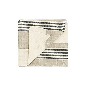 Creative Co-Op Tan & Grey Striped Cotton Tea Towels (Set of 3 Pieces)