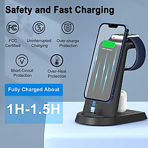 Charging Station for Multiple Devices Apple, 3 in 1 Fast Charger Stand for Apple iWatch 8 7 6 SE 5 4 3 2 iPhone 14 13 12 11 Pro X Max XS XR 8 7 Plus 6s 6 AirPods 1 2 3 Pro with 25W Adapter