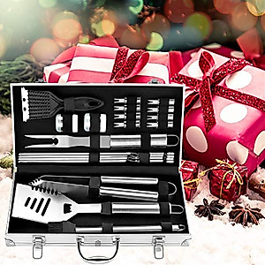 ROMANTICIST 20pc Heavy Duty BBQ Grill Tool Set in Case - The Very Best Grill Gift on Birthday Wedding - Professional BBQ Accessories Set for Outdoor Cooking Camping Grilling Smoking