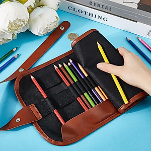 GORGECRAFT 36 Slots Canvas Pencil Roll Up Case Pencil Wrap Case Roll up Pouch Colored Pen Paint Wrap Organizer Holder Bag Brush Storage Charcoal Pencils Rolling Pouch for Painter Artist Black