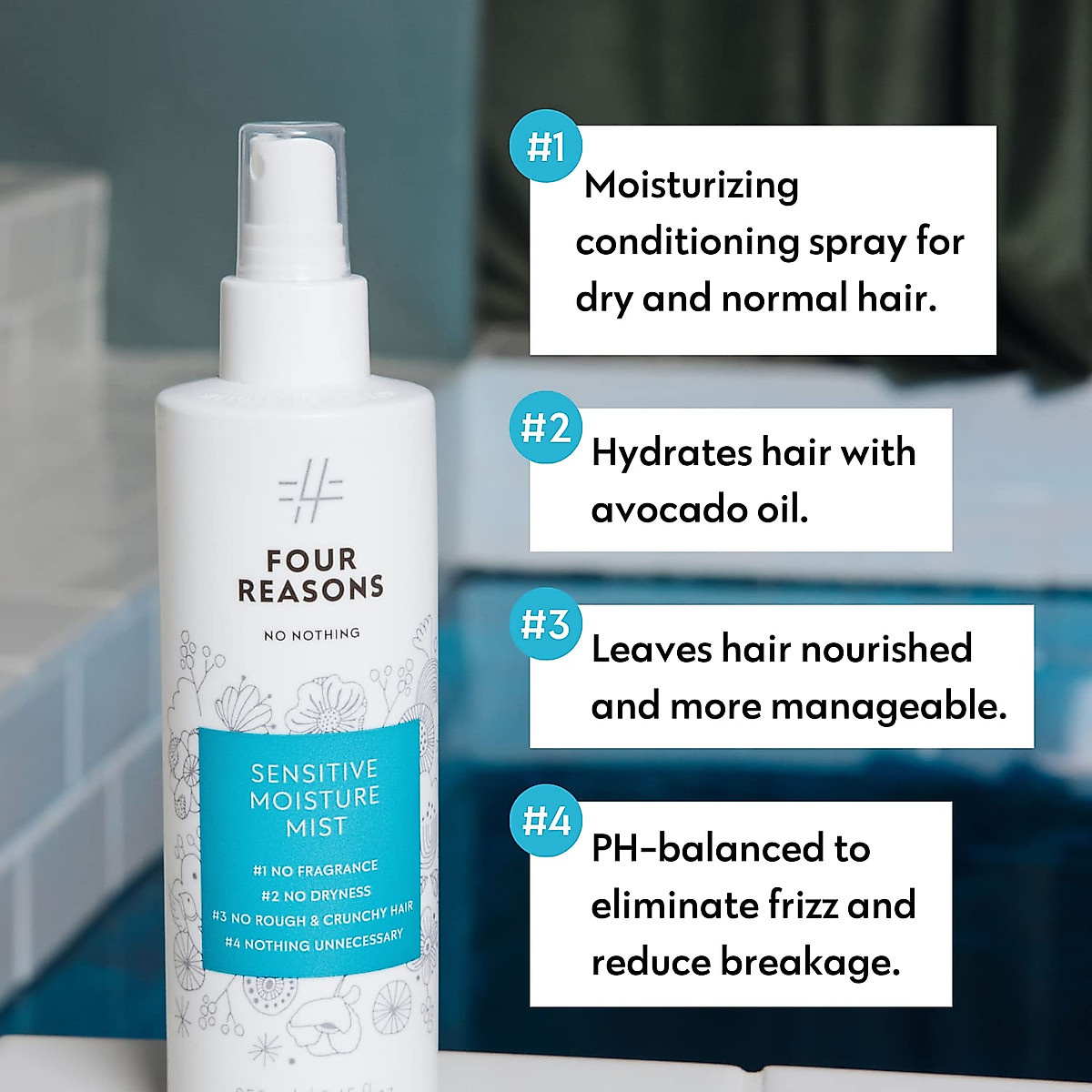 No nothing Very Sensitive Moisture Mist - Moisturizing and Conditioning Leave-in Mist | Unscented, Vegan, Hypoallergenic, Sensitive Detangling spray - 8.5 fl oz (New Packaging)