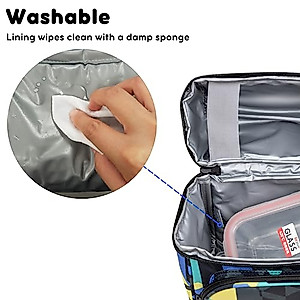 J World Corey Kids Lunch Bag. Insulated Lunch-Box for Boys Girls, Cubes