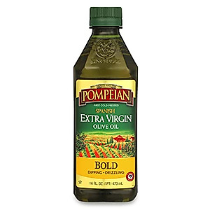 Pompeian Spanish Bold Extra Virgin Olive Oil, First Cold Pressed, Strong, Fruity Flavor, Perfect for Dipping and Drizzling, 16 FL. OZ.