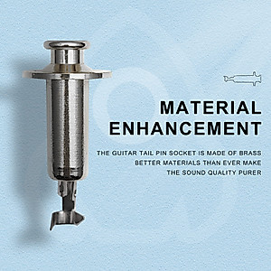 SAPHUE 6.35mm Acoustic Electric Guitar Bass Mono Endpin Output Jack Strap Button Jack Socket (Chrome)