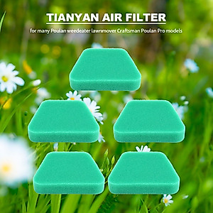 TIANYAN（5 PCS）530037793 530-037793 Air Filter Replacement for Poulan Pro Sears Craftsman Chainsaw 1900 1950 2025 2050 2075 2150 2175 2250 2350 2450 2550 Snapper 1838LE 1900 LE 1950LE 1975 Woodshark