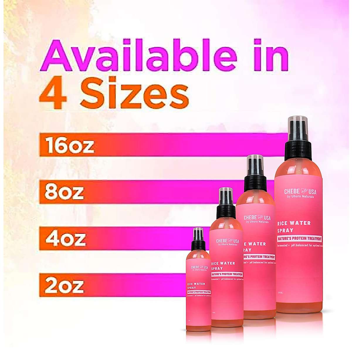 Uhuru Naturals Rice Water Spray - Nature's Protein Treatment (8 oz) - pH Balanced - We have perfected our Fermented Rice Water to a Science for an exact period of time 4 Maximum Benefits