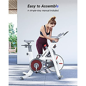 MERACH Exercise Bike, Bluetooth Stationary Bike for Home with Magnetic Resistance, Indoor Cycling Bike with 350lbs Weight Capacity, iPad Holder, TT, White
