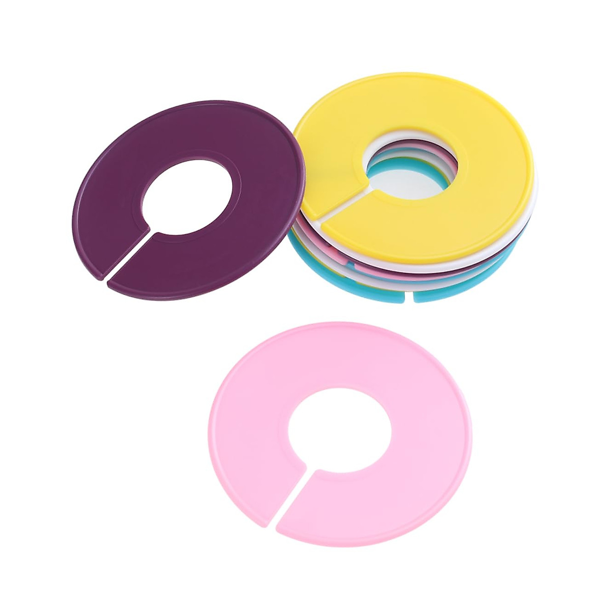 Cabilock 10pcs Round Clothing Hanger Size Buckles Plastic Separation Clips for DIY Crafting Clothing Organization