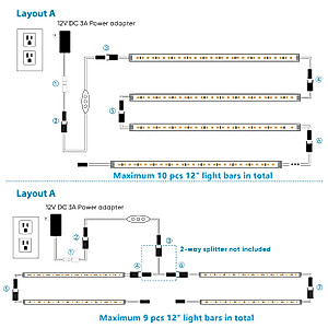 Litever Under Cabinet Lighting Kit Plug in, 6 pcs 12 Inches LED Light Bars. Super Bright Dimmable Linkable for Kitchen Undercabinet Counter Top Shelf Pantry Closet Display Lighting. Warm White 3000K