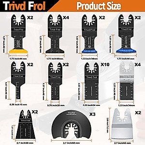 Trivd Frol 121 Pack Oscillating Saw Blades, Titanium Oscillating Tool Blades with Sandpaper, Multitool Blades for Wood Metal Plastics Cutting, Multi Tool Blades Kits Fit Bosch Dewalt Ryobi Milwaukee