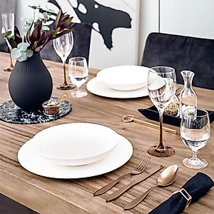 Villeroy & Boch Manufacture Rock Blanc 12-Piece Dinnerware Set, Service for 4, Plates & Bowls, Premium Porcelain, Made in Germany, White, Large