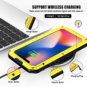 Mitywah Waterproof Compatible with iPhone 11 Heavy Duty Military Grade Shockproof Cover Built-in Screen Protection, Metal Case Full Body Dustproof Strong Rugged Thick for iPhone 11, Yellow