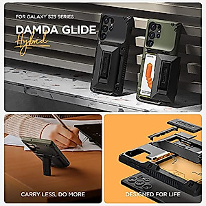 VRS DESIGN Damda Glide Hybrid Phone Case for Galaxy S23 Ultra Case, Sturdy Functional Case Compatible with Galaxy S23 Ultra 6.8'' (2023) Groove Black