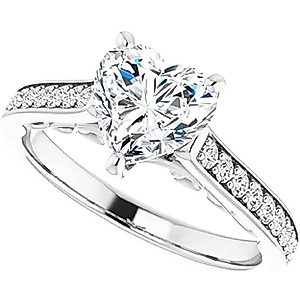 Moissanite World Art Deco Engagement Ring, Heart Cut 2.00CT, VVS1 Clarity, Colorless Moissanite Ring, 925 Sterling Silver, Valentine's Gift, Wedding Ring, Perfact for Gift (7.5)