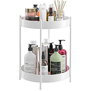 EKNITEY Bathroom Organizer Countertop Tray - Perfume Counter Organizers Small Sink Storage for Vanity Skincare 2 Tier (White)