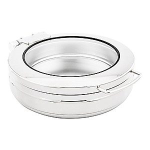 Restaurantware 6 Qt Chafing Dish 1 Induction Ready Serving Chafer - With Glass Window Round Silver Stainless Steel Buffet Chafer Chafer Frame Sold Separately For Parties And Events