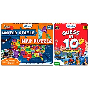 Skillmatics Guess in 10 States of America & United States Map Puzzle Bundle, Fun Educational Games for Kids and Adults for Kids, Teens & Adults, Gifts for Boys & Girls Ages 6, 7, 8, 9, and Up