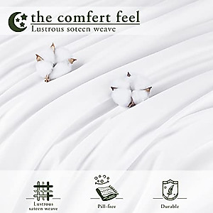 LBRO2M 1000 Thread Count 100% Egyptian Cotton Queen Size Sheets Set,Wrinkle Breathable Bed Sheet 4 Piece Sets,16 Inches Deep Pocket,Bedding Soft Comforterble,Sateen Weave Long Staple,White