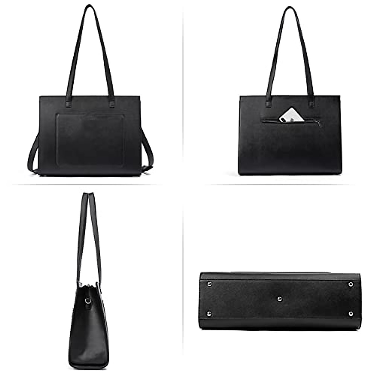 BROMEN Laptop Tote Bag 15.6 inch Briefcases for Women Stylish Business Office Work Tote Bag black