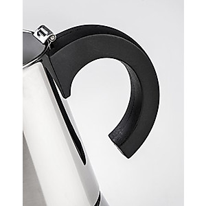 Barazzoni 830008006 IH/Direct Flame Espresso Maker, Stainless Steel, Diameter: 4.5 x Height: 8.1 inches (11.3 x 20.5 cm), Stainless Steel, Espresso Coffee Maker, 6 Cups, Silver