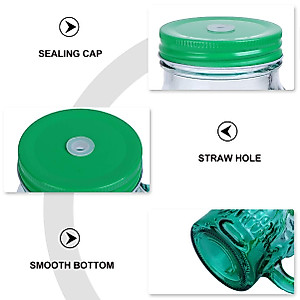 Amosfun 2Pcs glass tumbler with straw and lid skull mason jar cup cups drinking jars clear lids tumblers- Halloween Skull Gradient Glass- Cup Wine Glasses Drink Milk Cup (500ML)