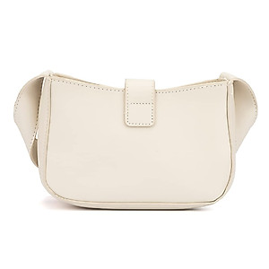 Olivia Miller Women's Fashion Gabriella Off White PU Vegan Leather Shoulder Bag w Buckle Detail n Magnetic Snap, Casual 90's Y2K Retro Purse Handbag