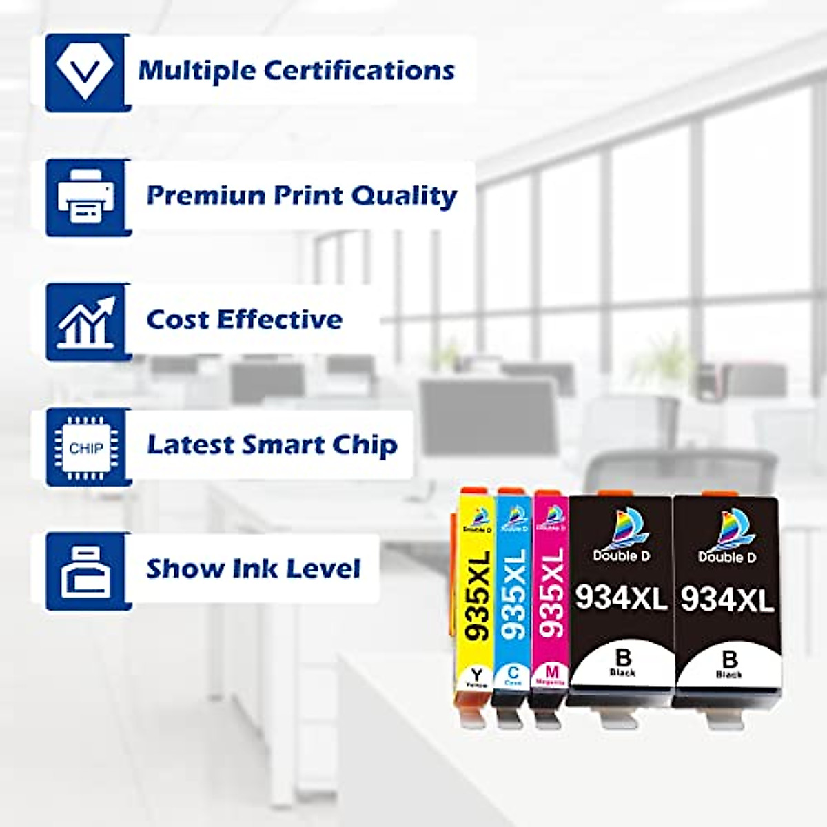 DOUBLE D 934 and 935 Ink Cartridges Compatible Replacement for HP 934XL 935XL for HP Officejet Pro 6830 6230 6815 6835 6812 6820 6220 6810 Printers (3 BK,2C,2M,2Y, 9 Pack)
