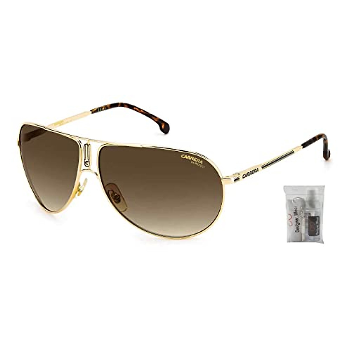 Carrera GIPSY65 0J5G/HA 64MM Gold/Brown Gradient Aviator Sunglasses for Men for Women + BUNDLE With Designer iWear Complimentary Eyewear Kit CAGIPSY65 64