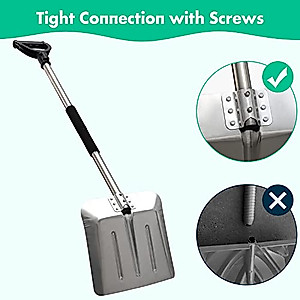 Snow Shovel Metal, 50 inch Long 13.3” Wide Aluminum Heavy Duty Snow Shovel for Driveway,Lightweight Emergency Car Snow Shovels for Walkway,Decking,Collapsible Metal Snow Shovel Scoop