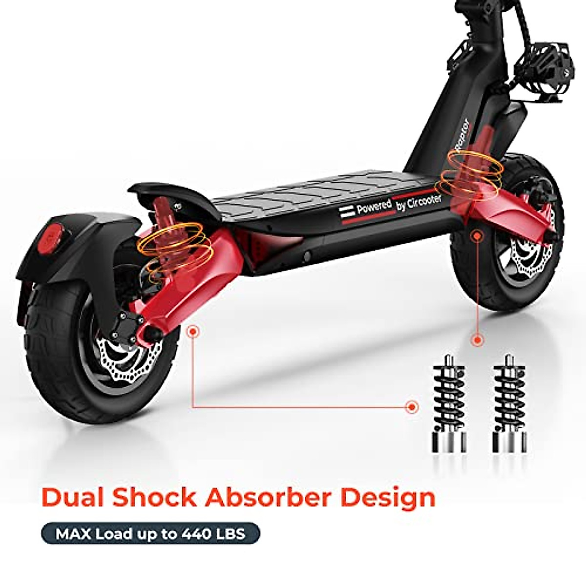 Circooter Raptor Electric Scooter Adult with Smart APP, 800W Motor, 28 Mph Top Speed, 25 Miles Range, 10 inches All Terrain Tires Off Road E Scooter, Dual Charger Ports & Storage Bag - Raptor