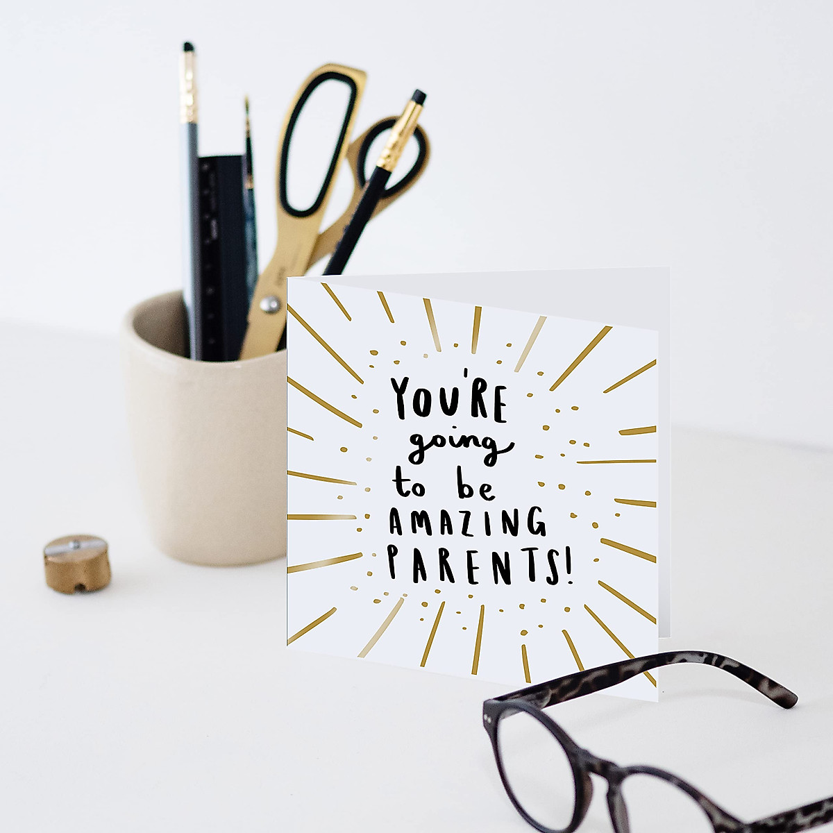 Old English Co. Going To Be Amazing Parents Card - Gold Foil Pregnancy Announcement | Parents To Be Welcome Little One | Blank Inside & Envelope Included