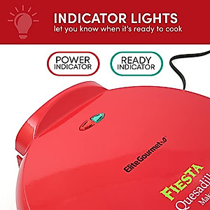 Elite Gourmet EQD-118 Non-Stick Electric, Mexican Taco Tuesday Quesadilla Maker, Easy-Slice 6-Wedge, Grilled Cheese (Red)