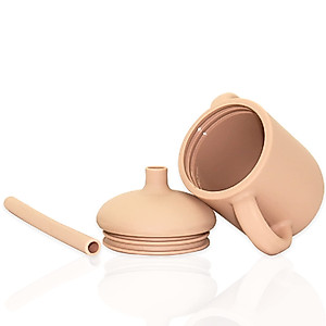 DONGMEI Silicone Straw Cup, silicone sippy cups for baby, 100% Soft Silicone Straw Trainer Cup For Infant, silicone sippy cup baby, 5 Oz (Pink & Armygreen 2 Pieces)