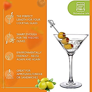 10 Pieces Stainless Steel Cocktail Picks Toothpicks 4.3 Inch Sword Metal Martini Drink Pick Sticks Appetizer Resuable Skewers Food Fruit Cocktail Toothpicks for Birthday Wedding Beach (Silver)