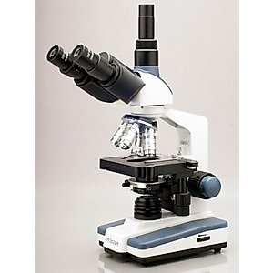 AmScope T120B-9M Digital Professional Siedentopf Trinocular Compound Microscope, 40X-2000X Magnification, WF10x and WF20x Eyepieces, Brightfield, LED Illumination, Abbe Condenser with Iris Diaphragm, Double-Layer Mechanical Stage, 100-240VAC, Includes 9MP