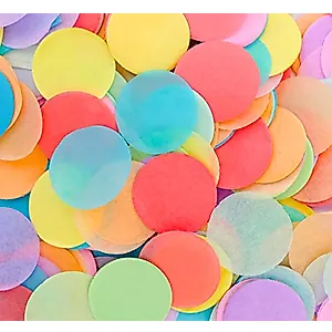 La Sol Imports Round Pastel Tissue Confetti Circle Dots Rainbow Confetti for Party Table Wedding Celebrations Multicolor Biodegradable Paper Tissue 1 inch Circles 1.4 Oz 1.4 Ounce Pack of 1